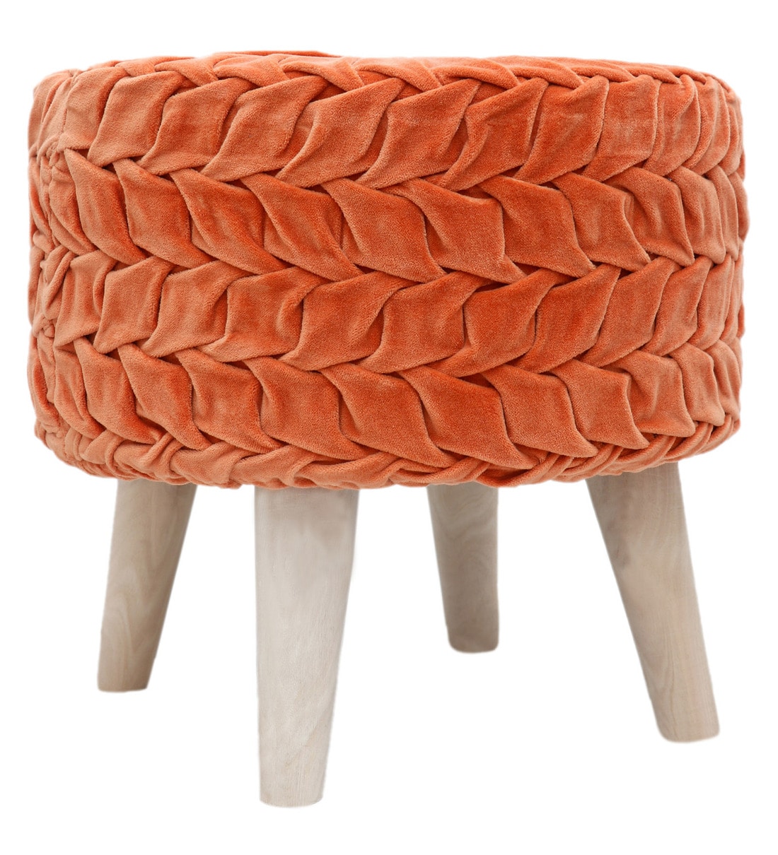 Buy Puffy Fabric Seating Stool in Rust Colour Online - Contemporary ...