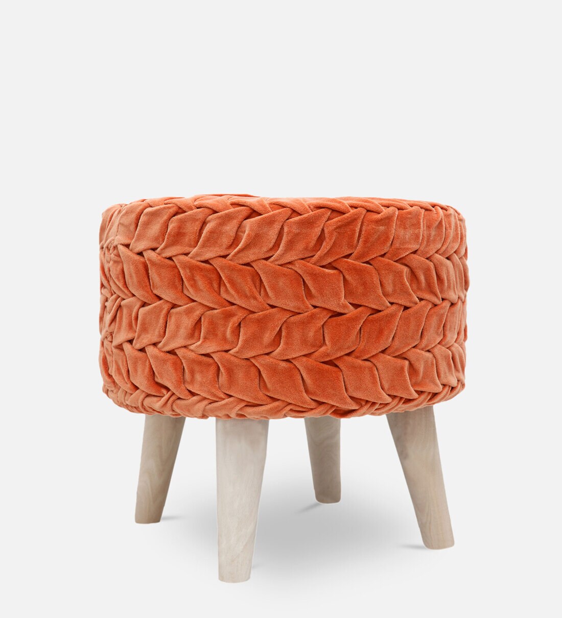 Buy Puffy Fabric Seating Stool in Rust Colour Online - Contemporary ...