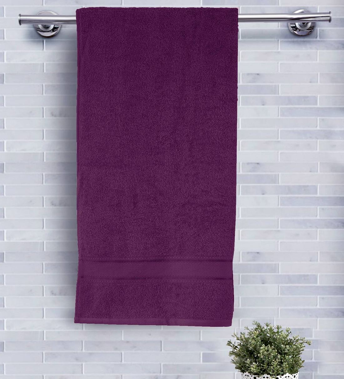 Buy Inhouse Daffodil 450GSM Superfine Cotton Purple Medium Towel By ...