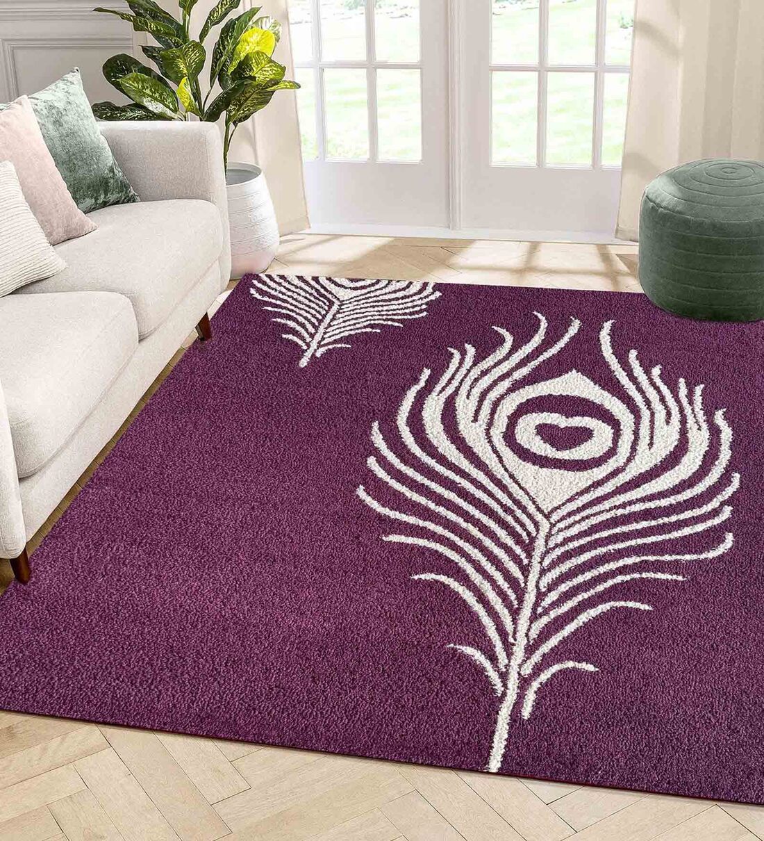 Buy Purple Persian Wool 5 ft x 7 ft Machine Made Carpet at 21% OFF by ...