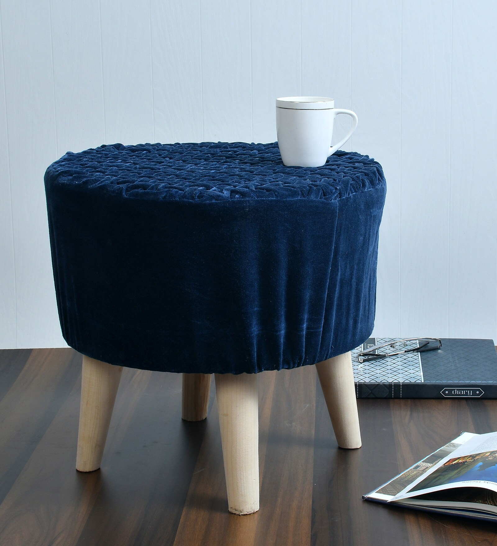 Buy Puffy Seating Stool In Blue Colour at 100% OFF by Sheen decor ...