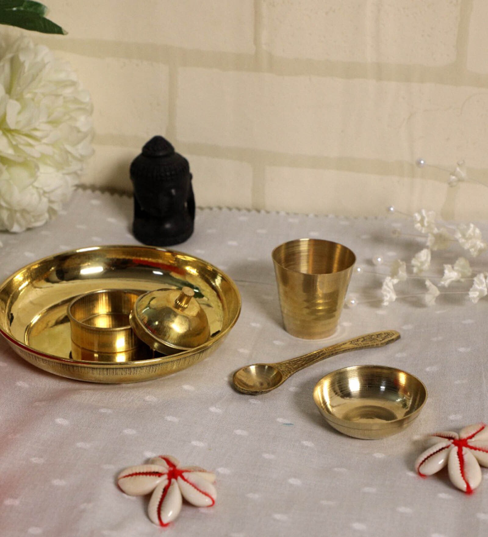Buy Brass Pooja Thali Decor Gift (Set Of 5) at 19% OFF by Bulkysanta ...