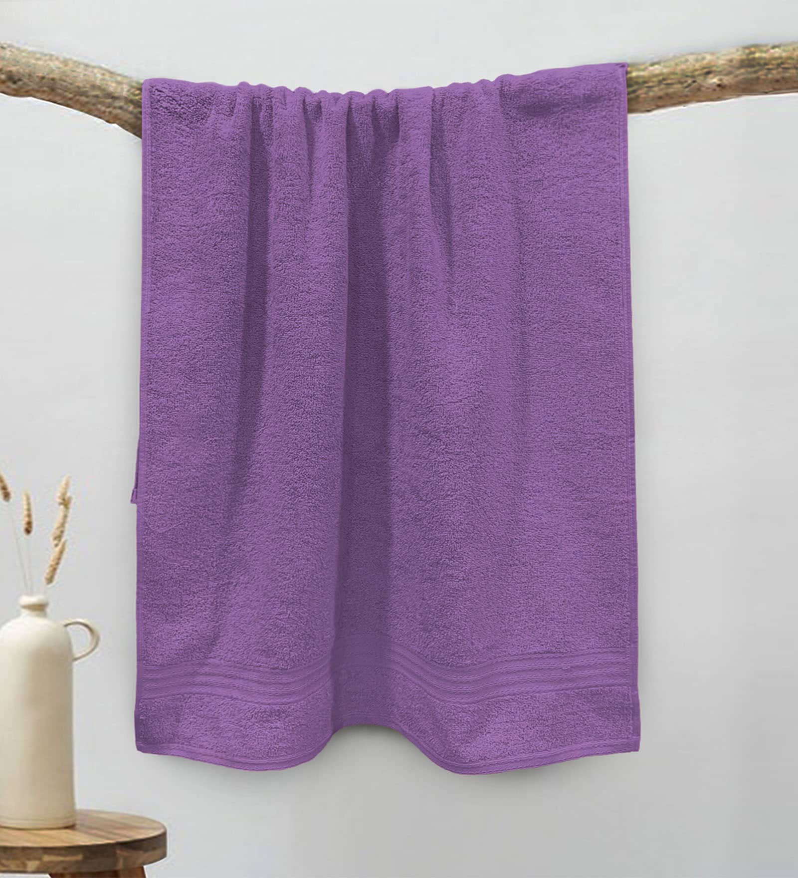 Buy Purple Anatolia Solid 500 GSM Cotton Bath Towel By Sassoon Fab at ...