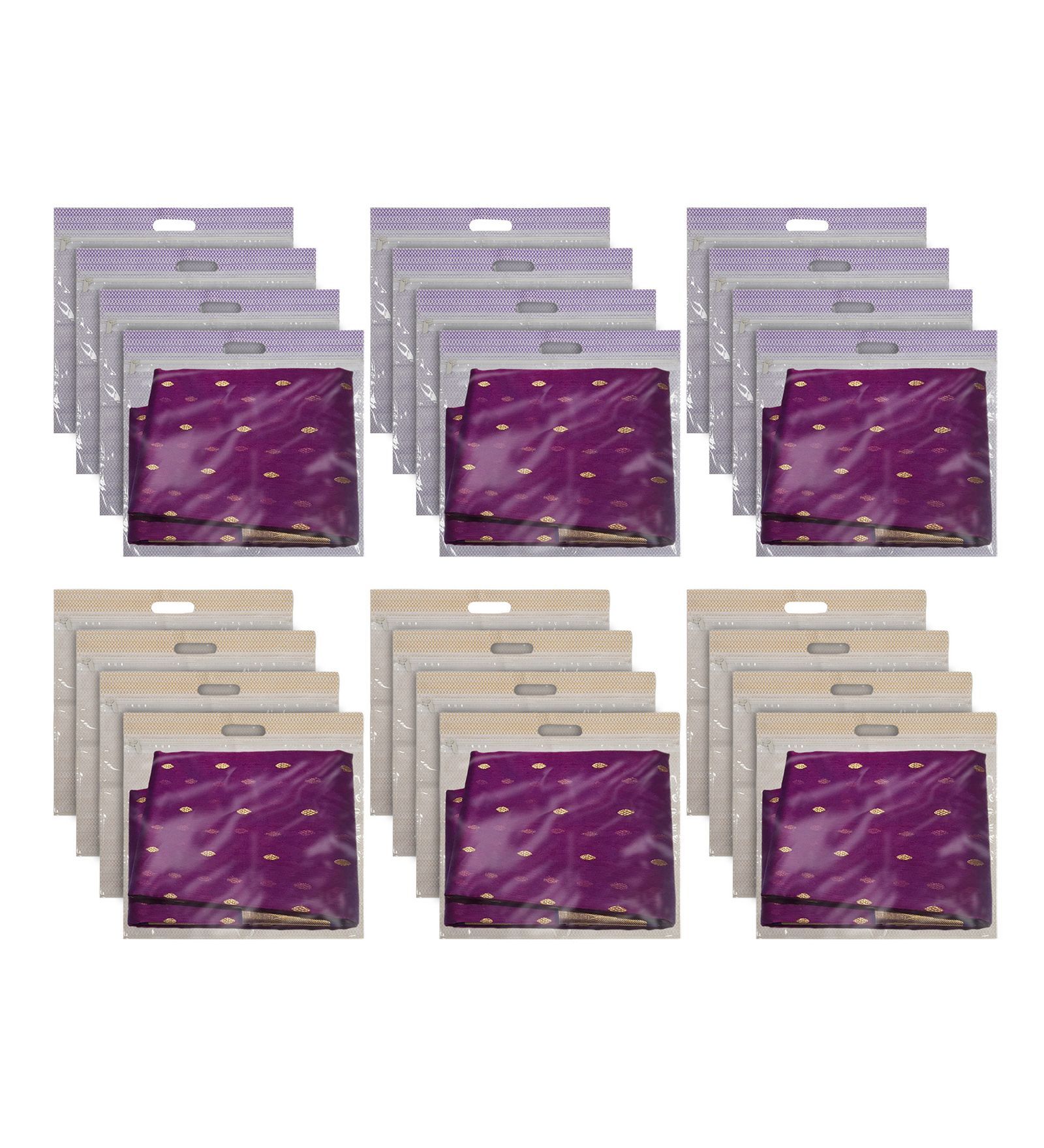 Buy Purple And Brown Solid Non-Woven Foldable Cloth Organizer (Set Of ...