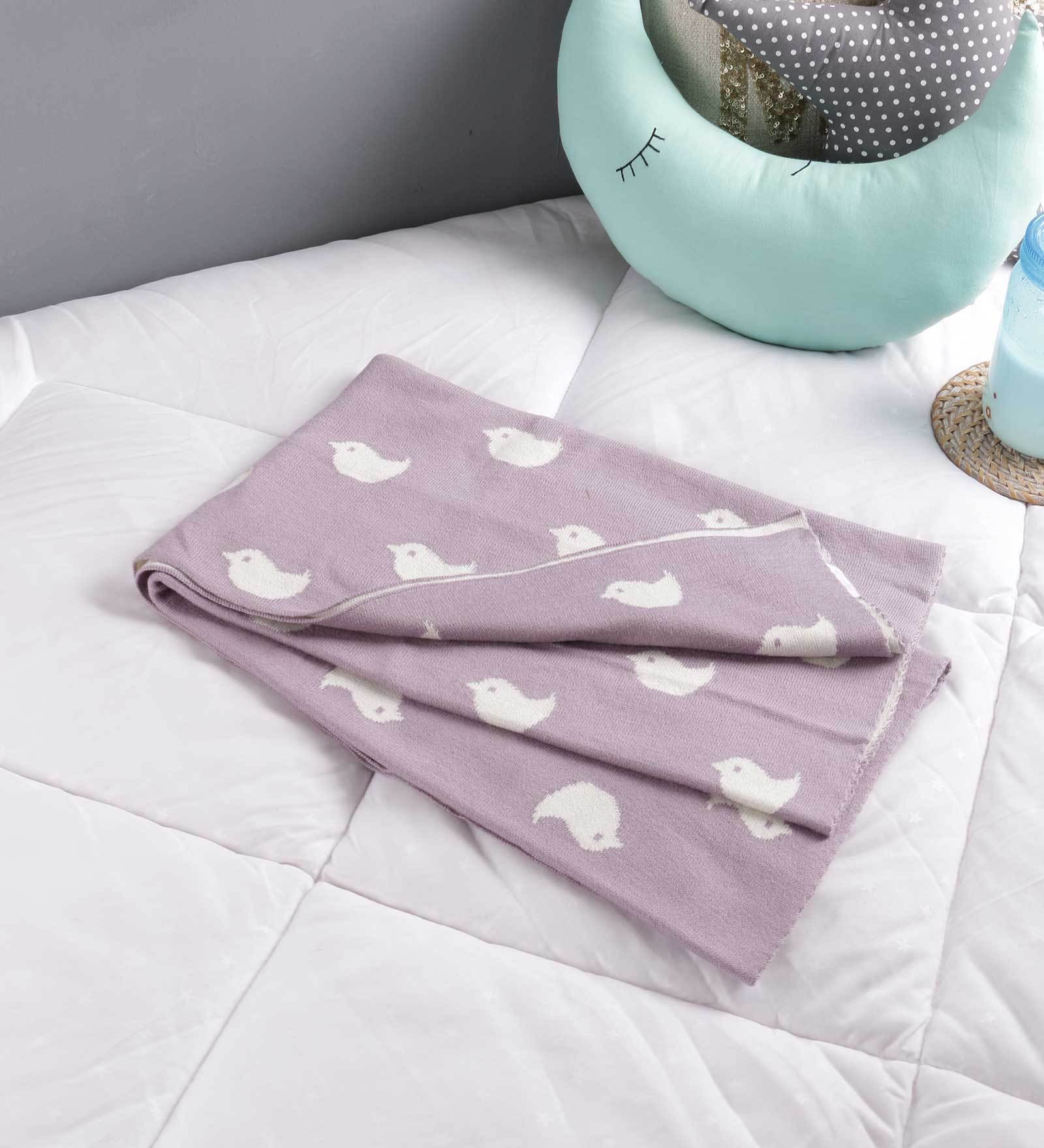 Buy Purple And White 100% Cotton 30 X 40 Inch Kids Blanket By Pluchi at ...