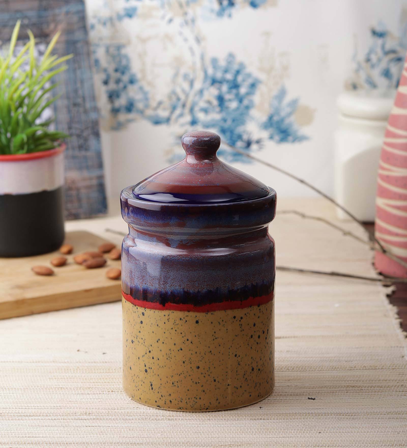 Buy 500 ML Ceramic Condiment Jar in Purple by VarEesha Online - Jars ...
