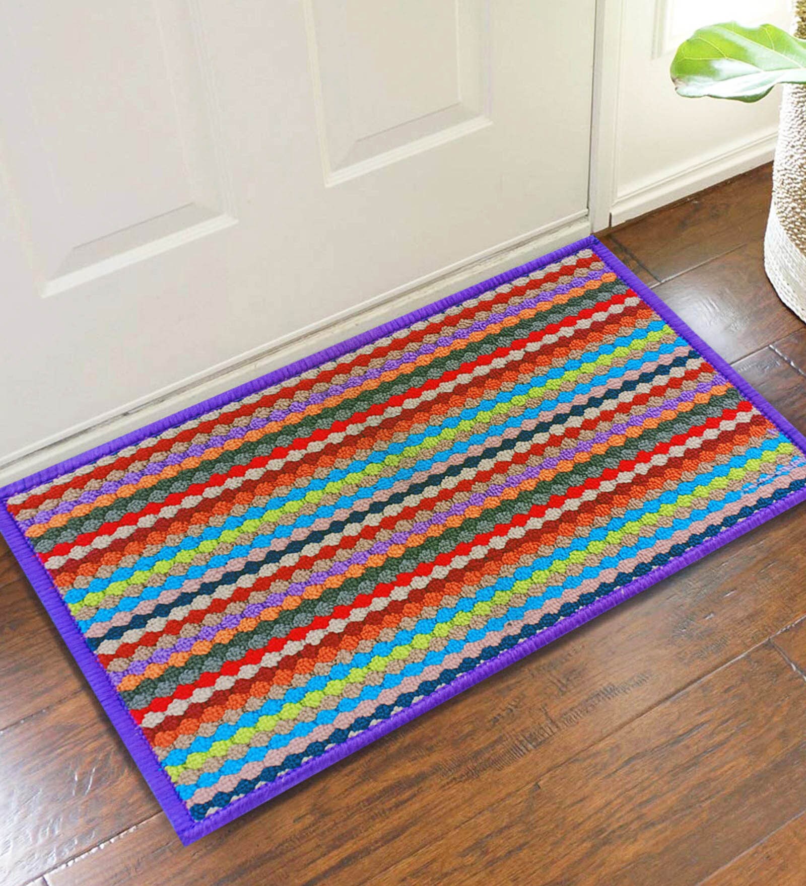 Buy Multicolor Nylon Geometric 23X15 Inch Antiskid Door Mat at 72% OFF ...