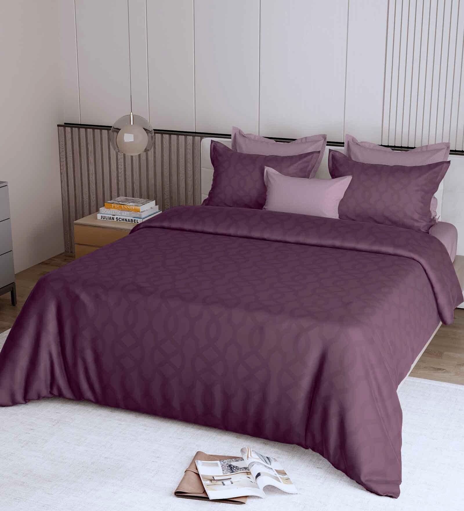 Buy Purple Solid 600 TC Pure Cotton King Sized Bedsheet with 2 Pillow Covers at 40% OFF by ...