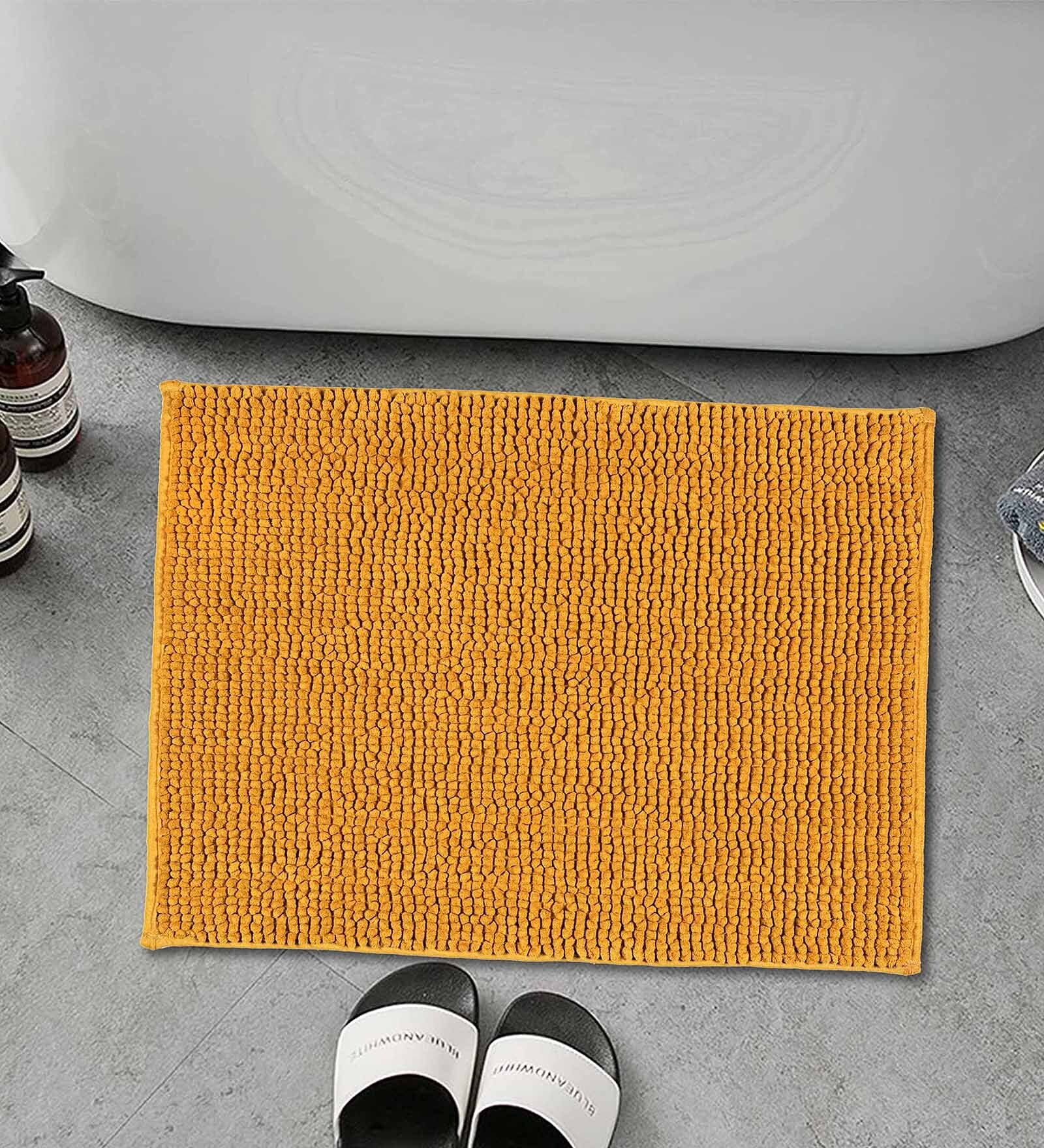Buy Mustard Solid Chenille 24x16 Inches AntiSkid Bath Mat at 50% OFF by ...