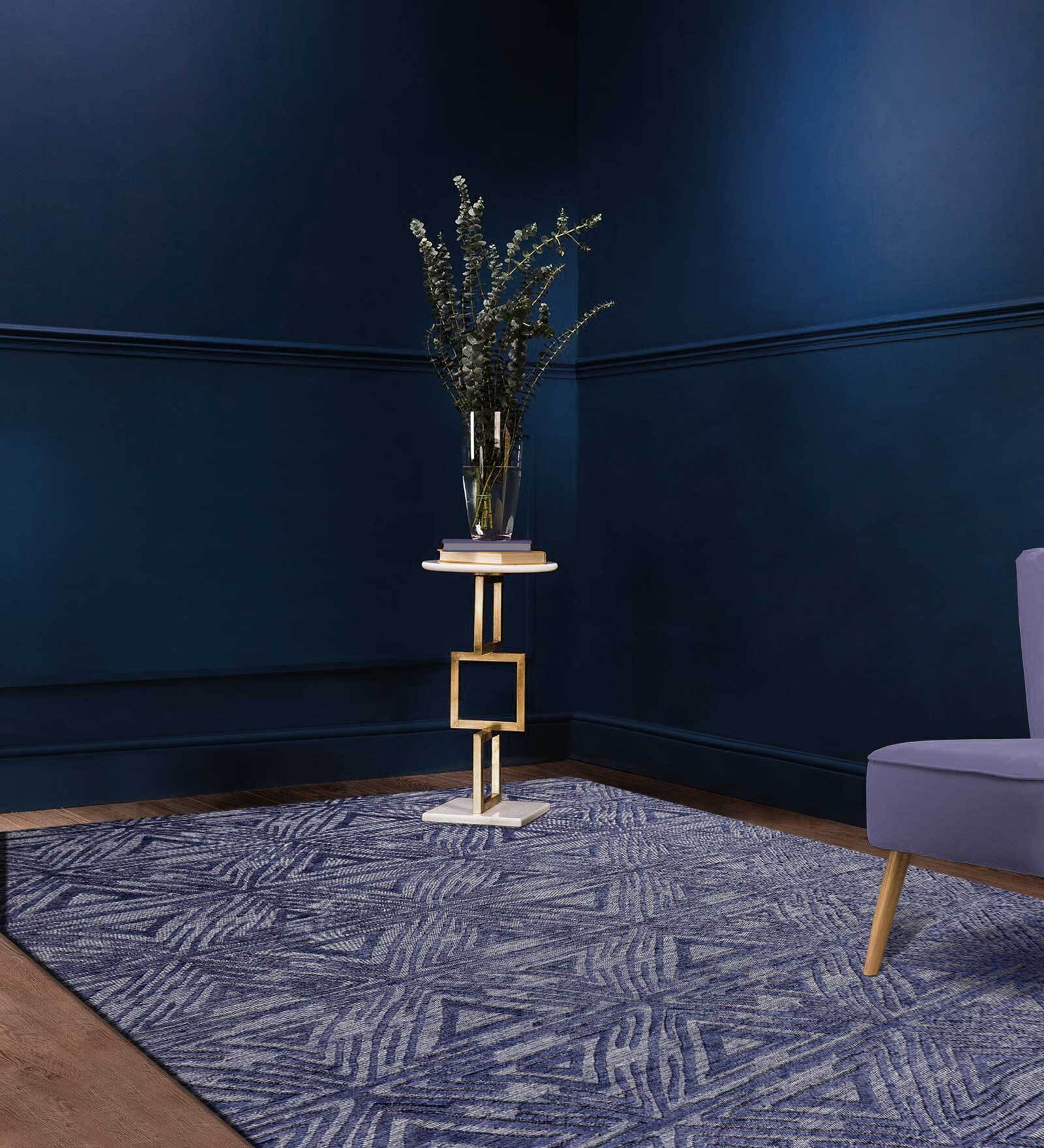 Buy Violet Abstract Wool And Viscose 8 ft x 10 ft Flat Weave Carpet by ...
