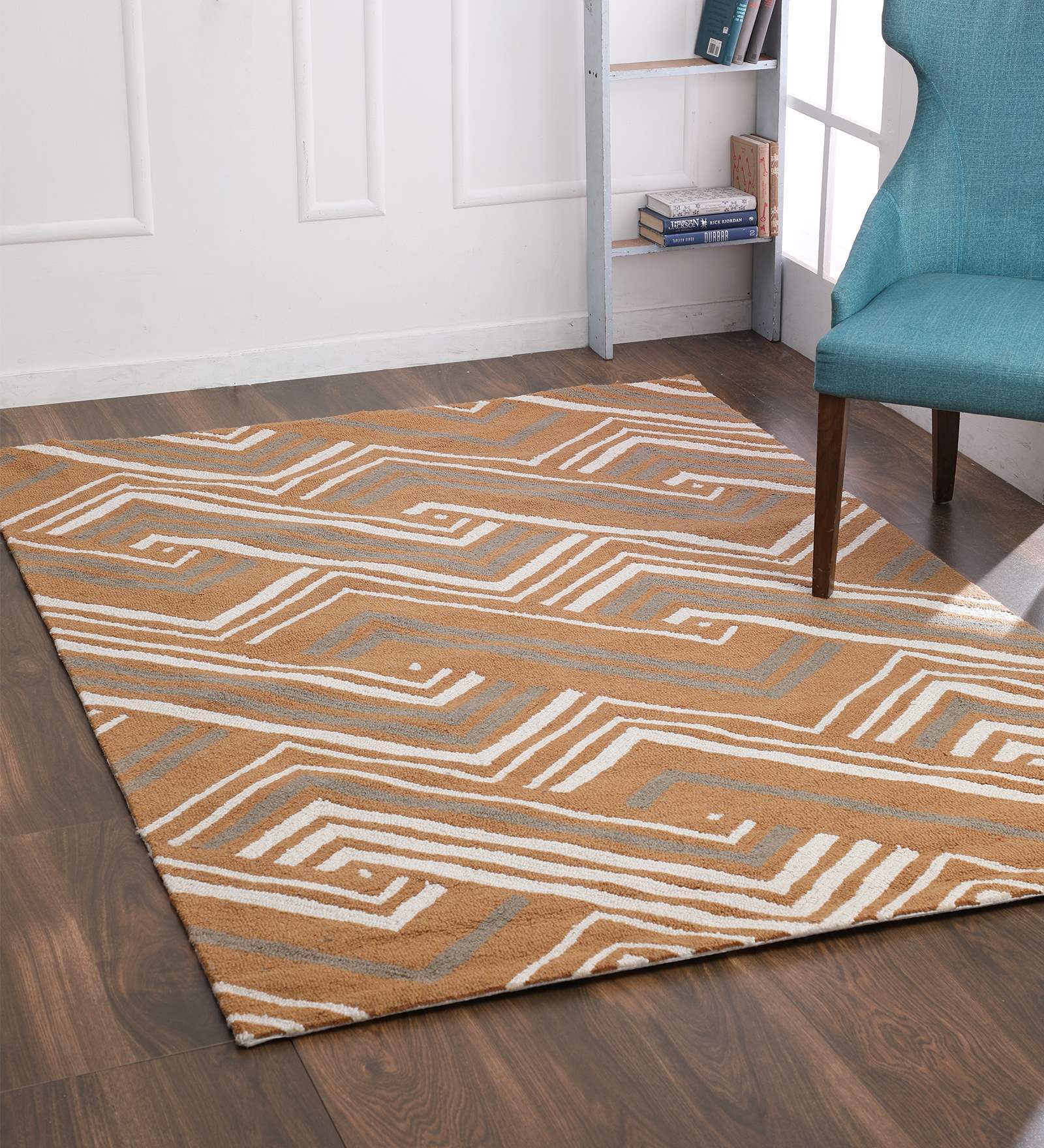 Buy Brown Abstract Pattern Hand Tufted Wool Carpet 7 x 5 feet at 30% ...