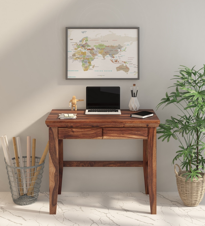 Buy Themar Sheesham Wood Writing Table In Provincial Teak Finish By ...