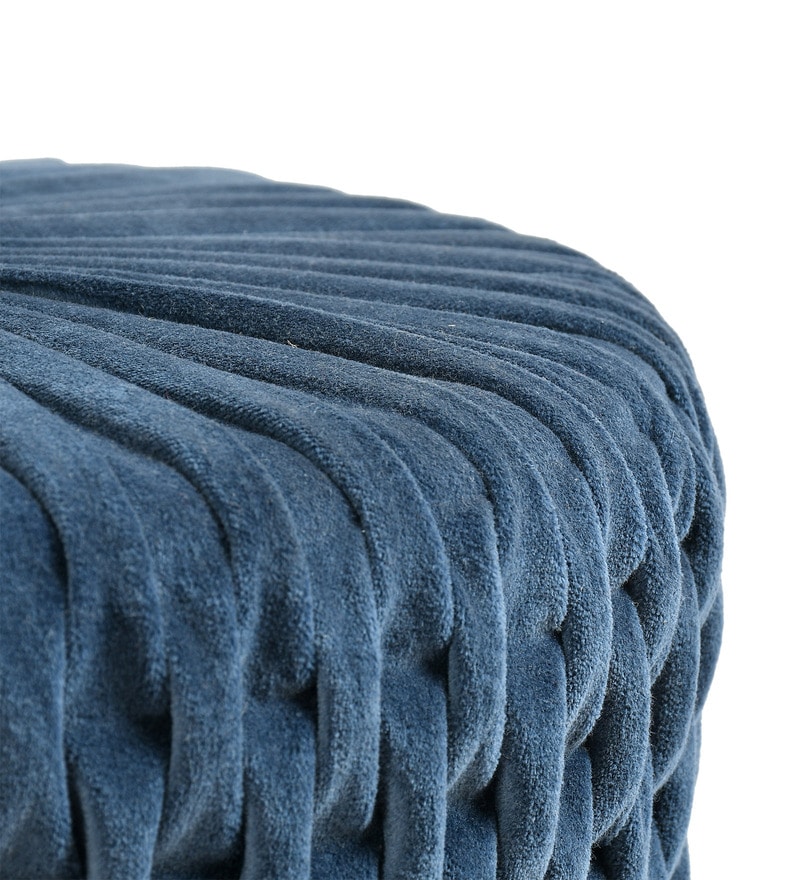 Buy Puffy Fabric Seating Stool in Blue Colour by Sheen decor Online ...