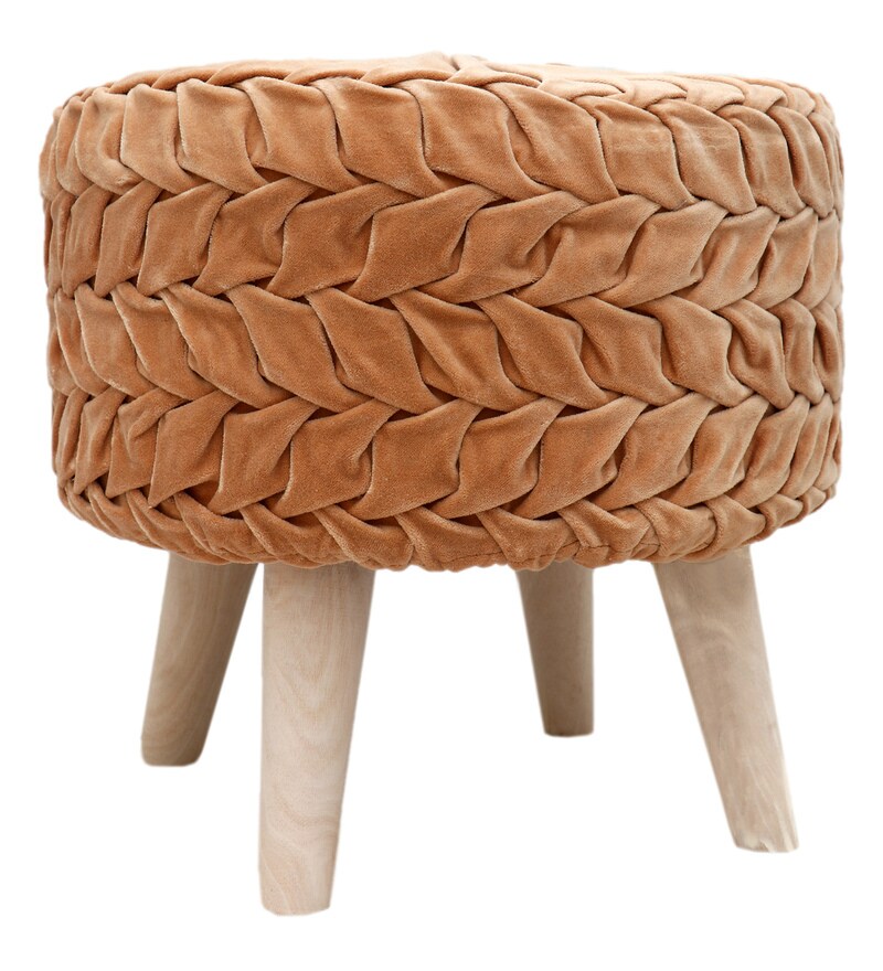 Buy Puffy Fabric Seating Stool in Camel Colour by Sheen decor Online ...