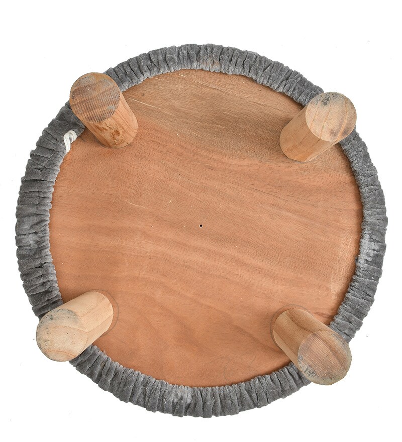 Buy Puffy Velvet Seating Stool in Grey Colour Online - Contemporary ...