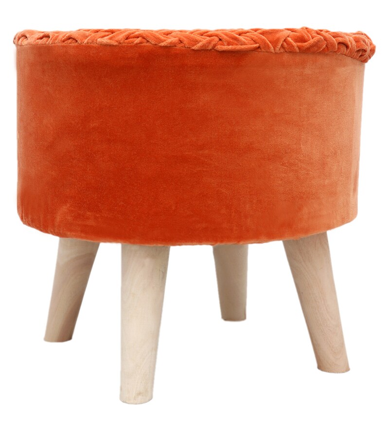 Buy Puffy Fabric Seating Stool in Solid Rust Colour Online ...