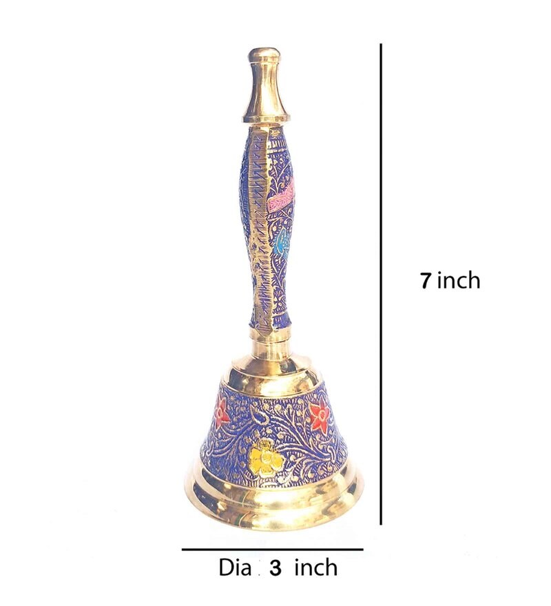 Buy Purple Brass Meenkari Work Bell with Handle by Wens Online - Bells ...