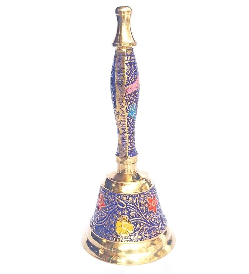 Buy Purple Brass Meenkari Work Bell with Handle by Wens Online - Bells ...