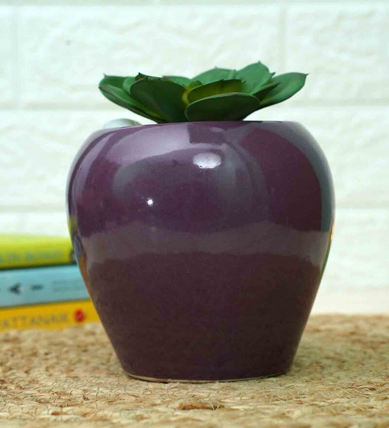 Buy Purple Ceramic Floor Planter By Gold Dust Online - Floor Planters ...