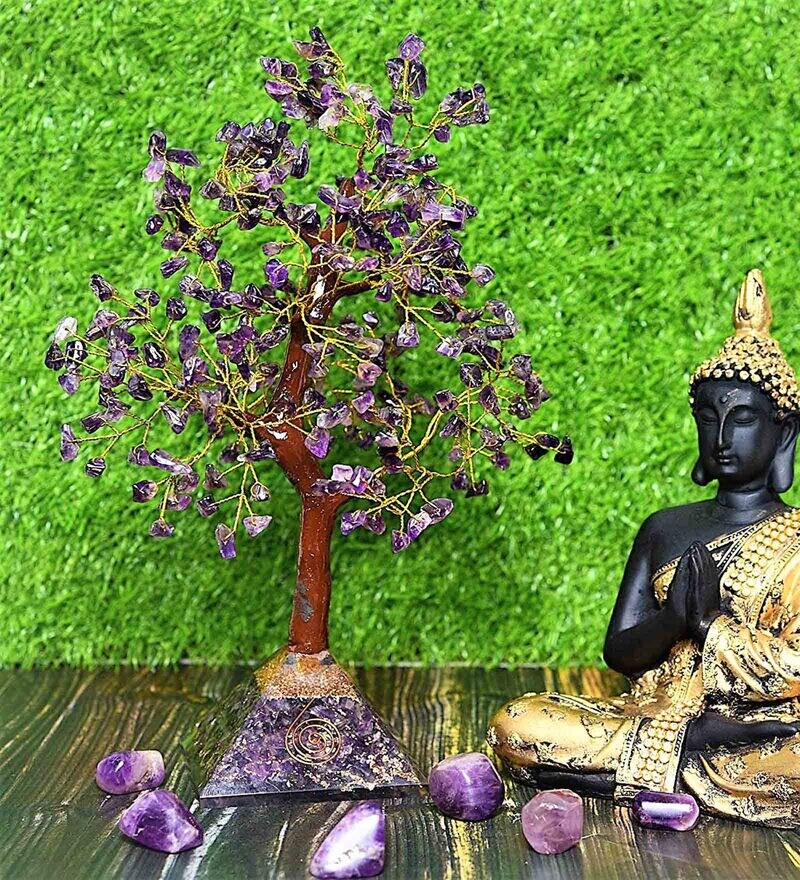 Buy Purple Quartz Stone Fortune Crystal Tree Showpiece by Muren Online ...
