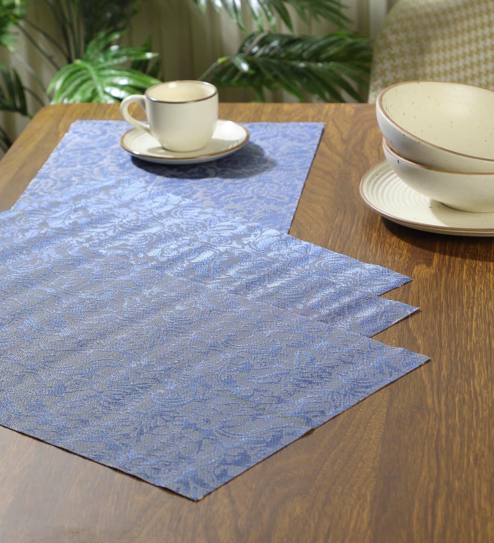 Buy Floral Blue PVC 17 X 12 Inches Placemats (Set of 4) by The Quirk ...
