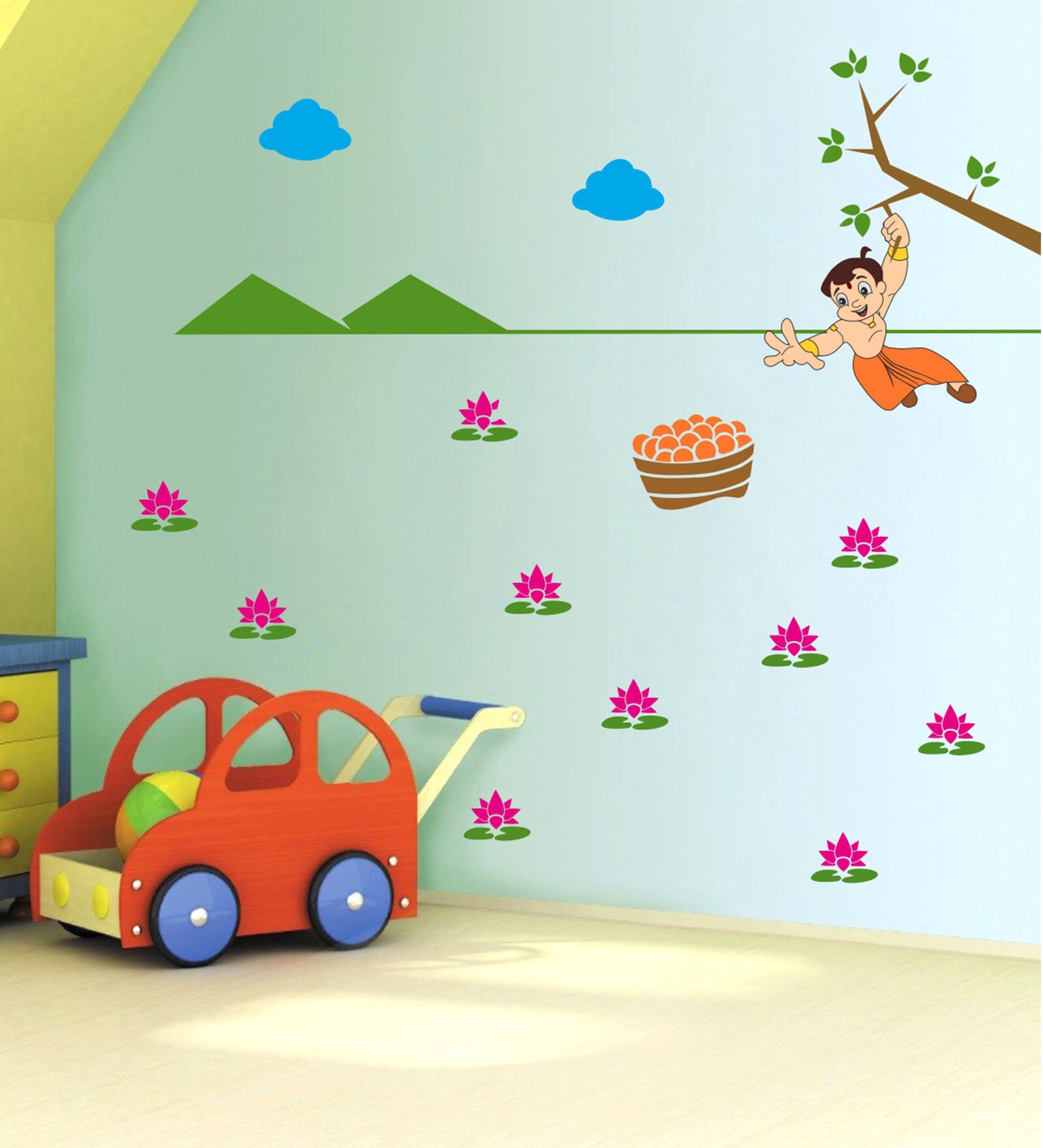 Buy PVC Vinyl Fighting Chhota Bheem Wall Sticker by Decor Kafe at 31% ...