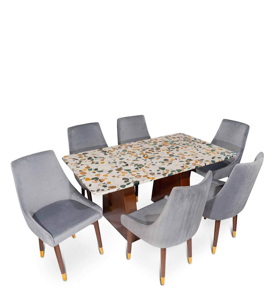 Buy Pyramid Solid Wood 6 Seater Dining Set in Multi Colour Online ...