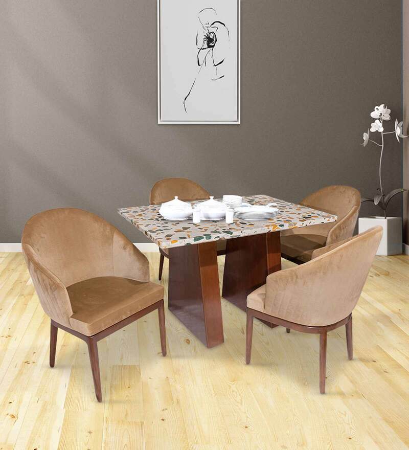 Buy Pyramid Solid Wood 4 Seater Dining Set in Multi Colour Online ...