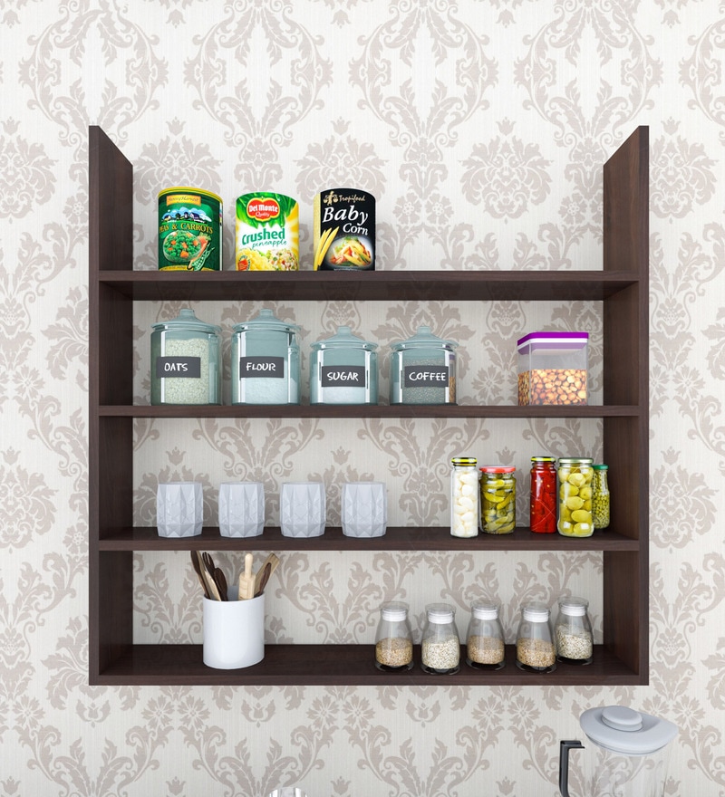 Buy Qarl Wall Mount Multiporpose Kitchen Rack in Dark Acacia Color by Crystal Furnitech Online ...