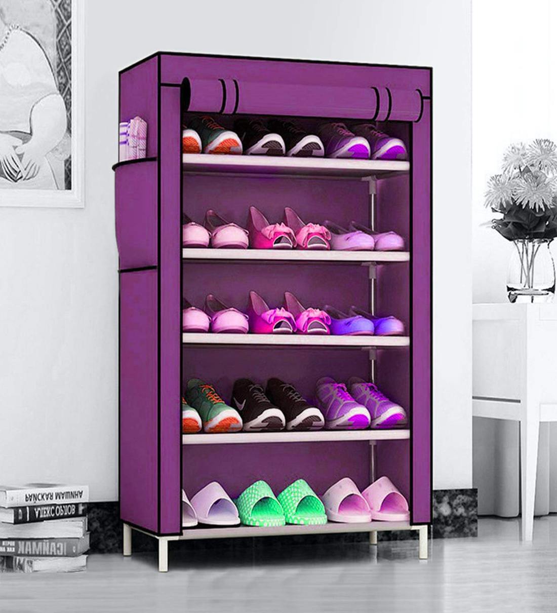 Buy Qida 5 Layer Shoe Rack in Purple Colour at 59% OFF by DIY Furniture ...