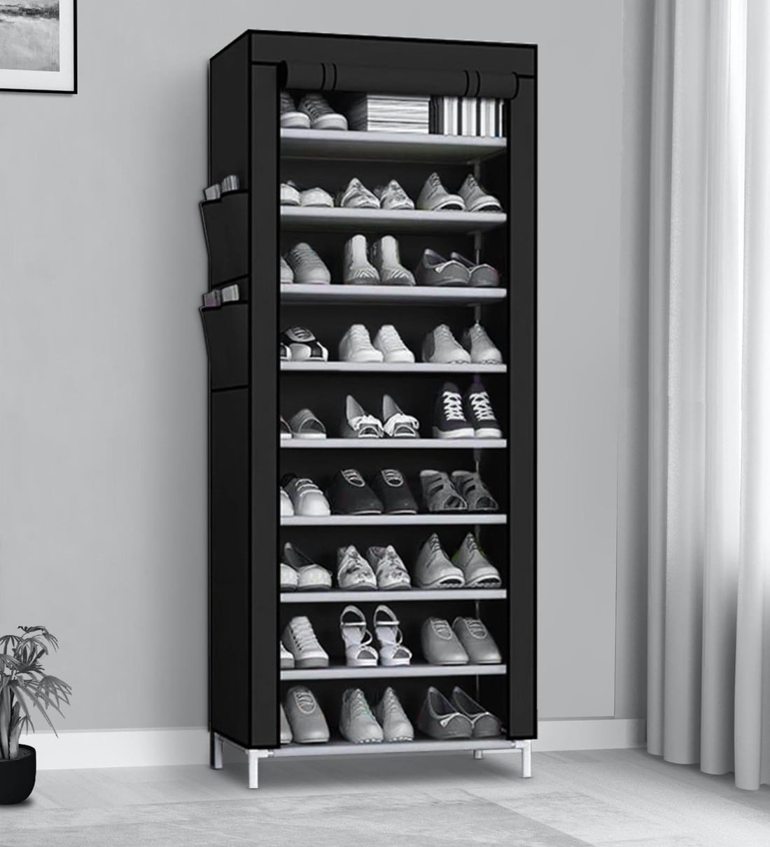 Buy Qida Fabric Open Shoe Rack in Black Colour at 61% OFF by DIY ...