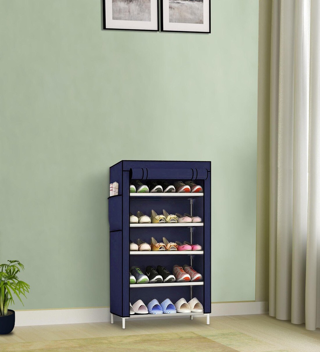 Buy Qida Collapsible Shoe Rack in Dark Blue Colour by DIY Furniture ...
