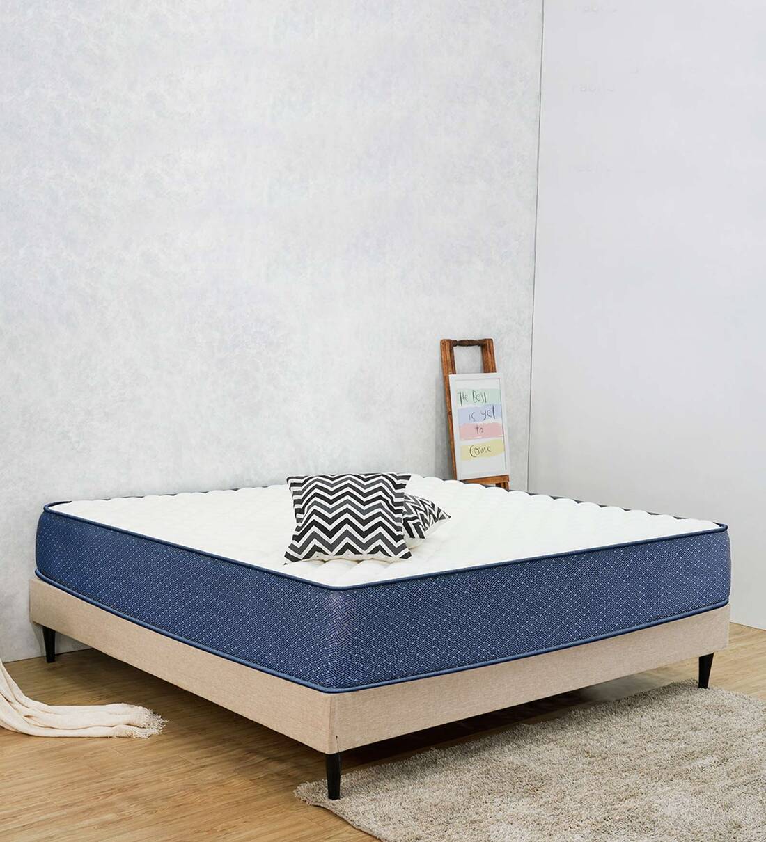 Buy Quilted EPE Foam 6 inch Memory Foam Single Mattress in Blue & White ...