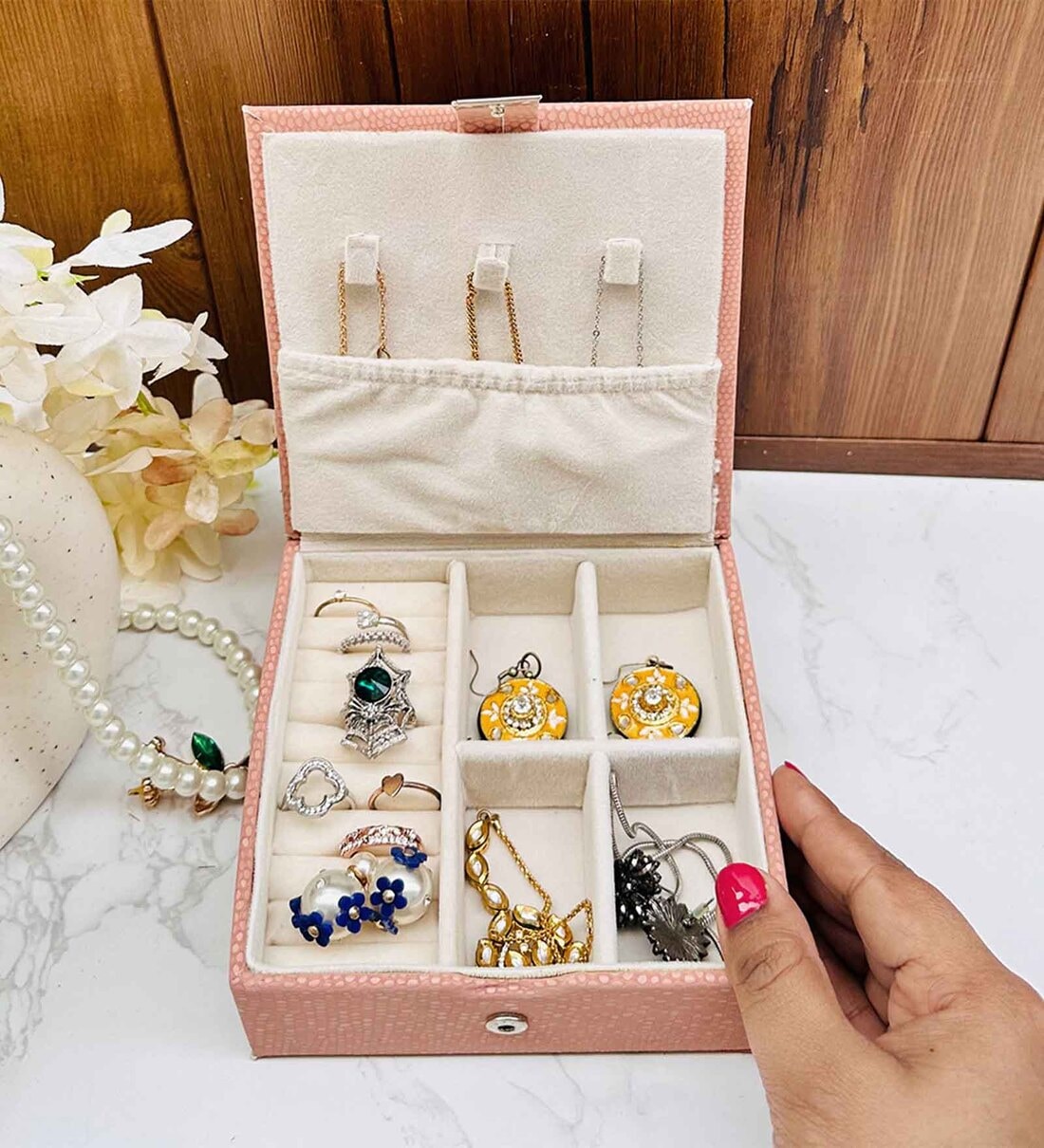 Buy Pink Quirky Portable Jewellery Storage Box With Pocket Organizer at ...