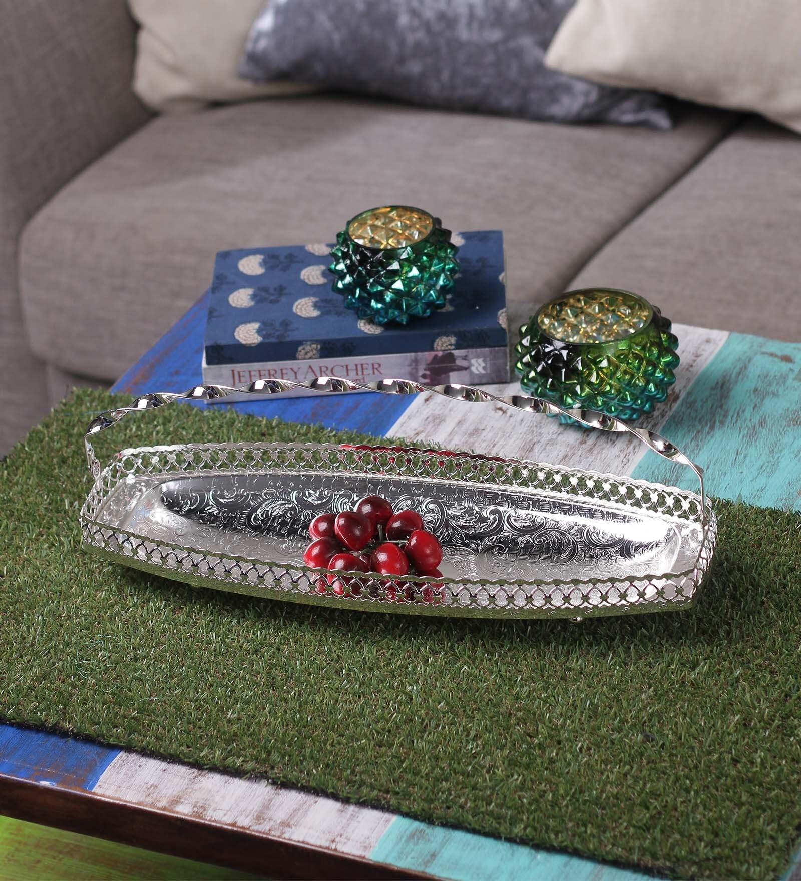 Buy Queen Anne Silver Plated Oval Platter with Gallery and Swing Handle ...