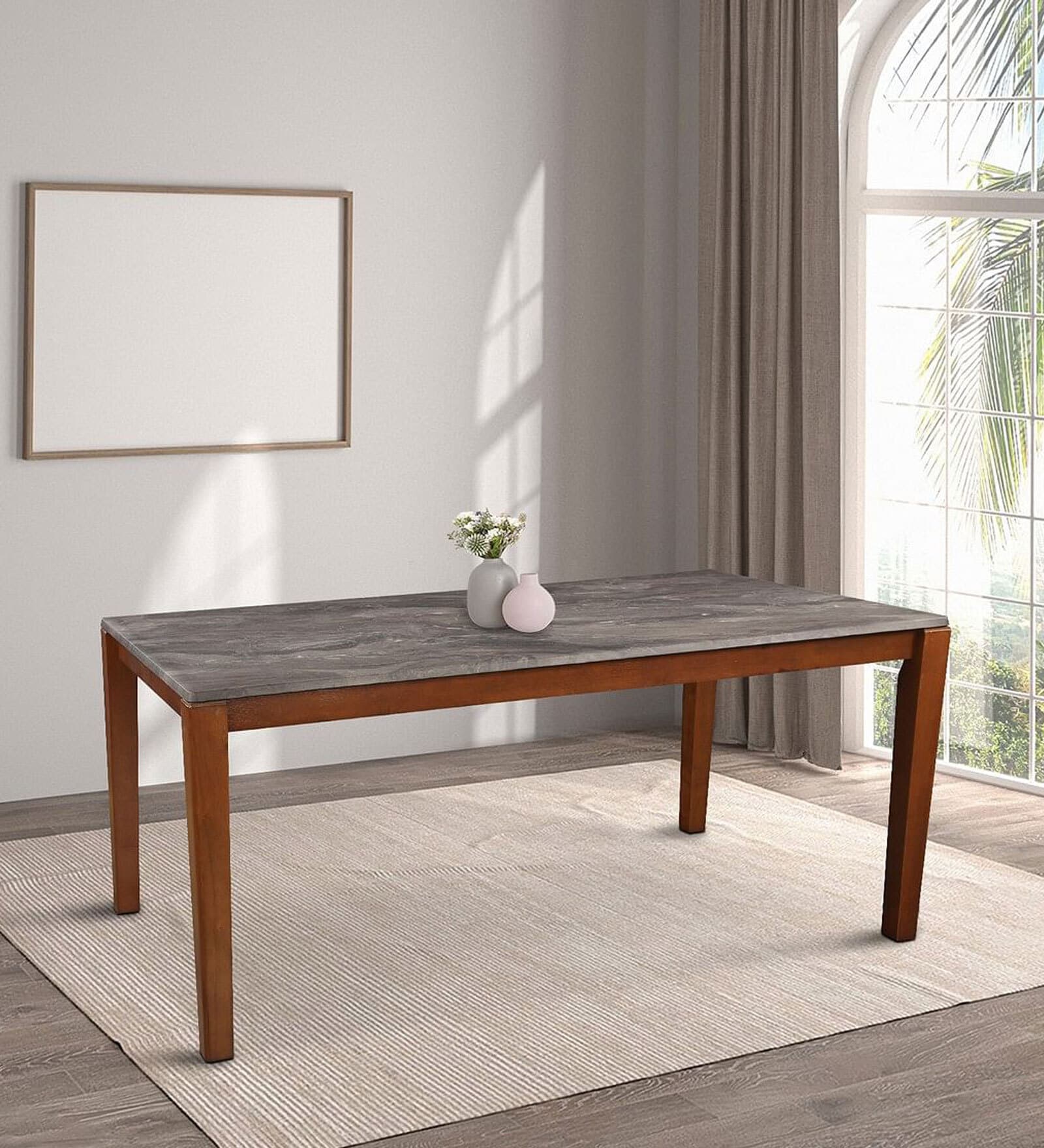 Buy Quest Marble Top Six Seater Dining Table In Walnut Colour at 71% ...