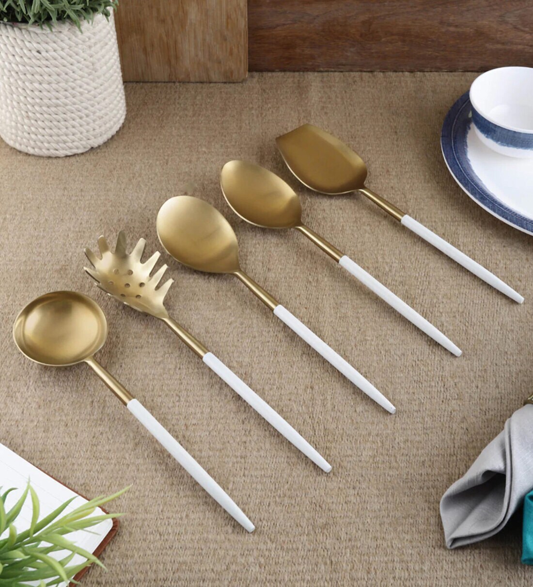 Buy Radiant (Set of 5) White Colour Stainless Steel Serving Spoon by ...