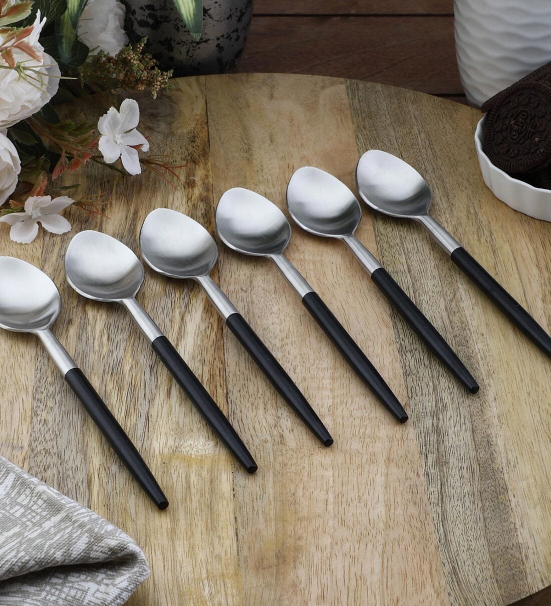 Buy Radiant Black Stainless Steel (Set of 6) Tea Spoon at 28% OFF by ...