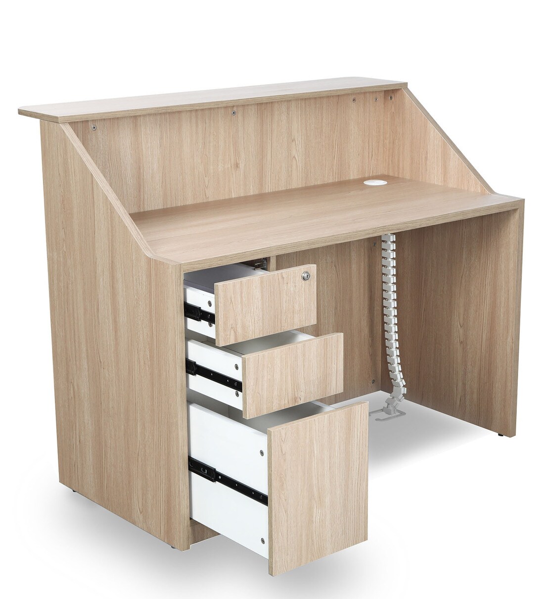 Buy Raptor Reception Desk with Supporting Pedestal in Light Brown ...