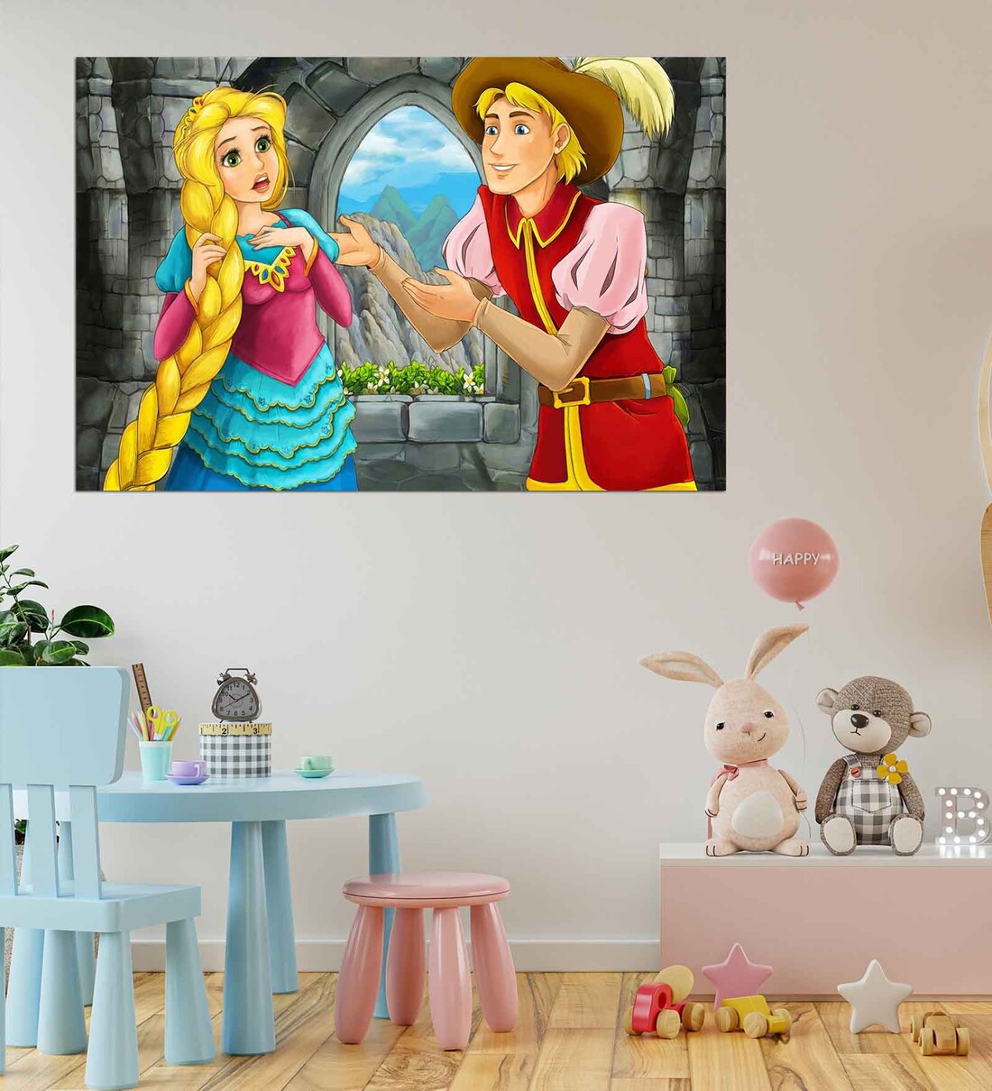 Buy Rapunzel with Prince Self Adhesive Wall Poster for Home Decor(Vinyl ...