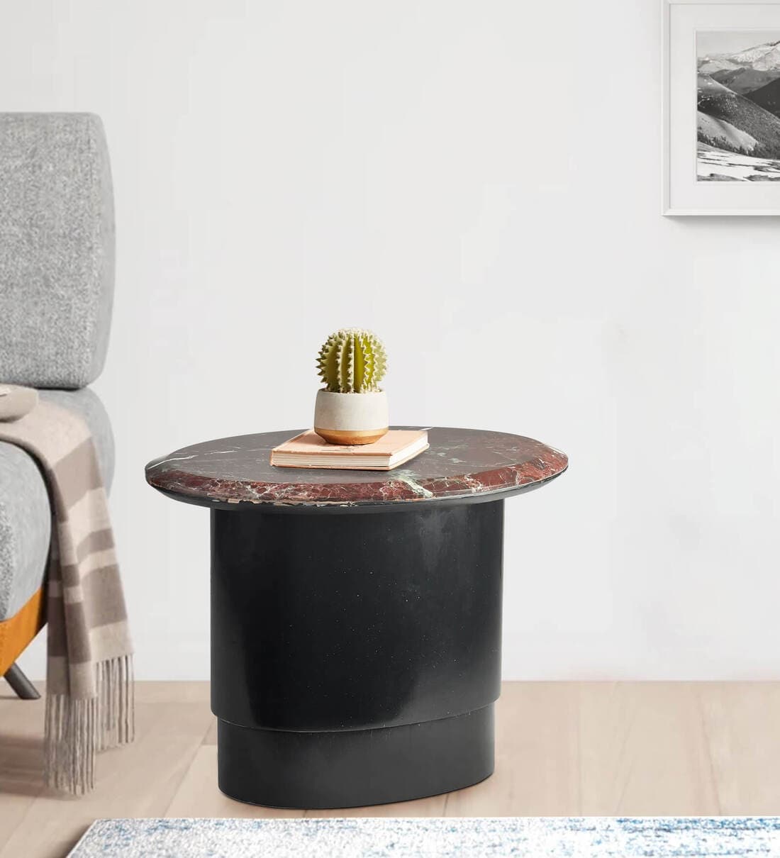 Buy Rare End Table in Maroon & Black Colour with Marble Top at 10% OFF ...