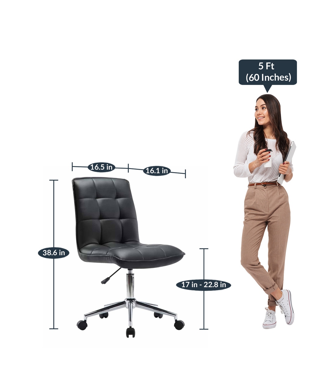 Buy Rawtenstall Low Back Executive Chair In Black Colour By ...