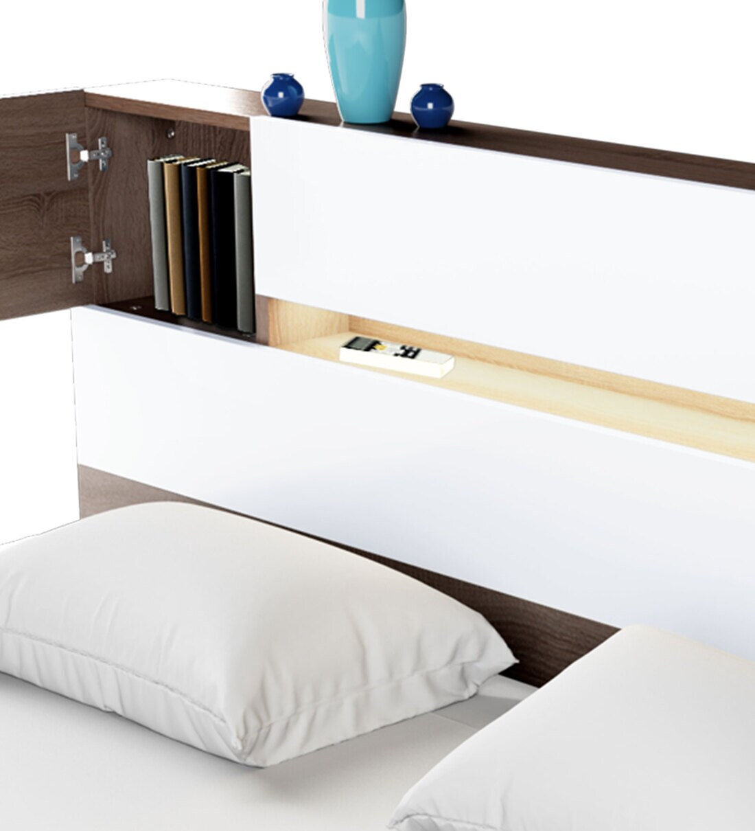 Buy Ray Queen Size Bed with Hydraulic Storage in Swiss White Colour by ...