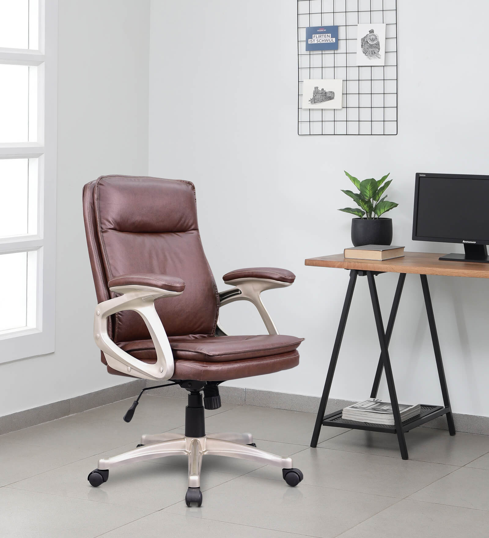Buy Radiant Leatherette Executive Chair in Brown Colour at 59% OFF by ...