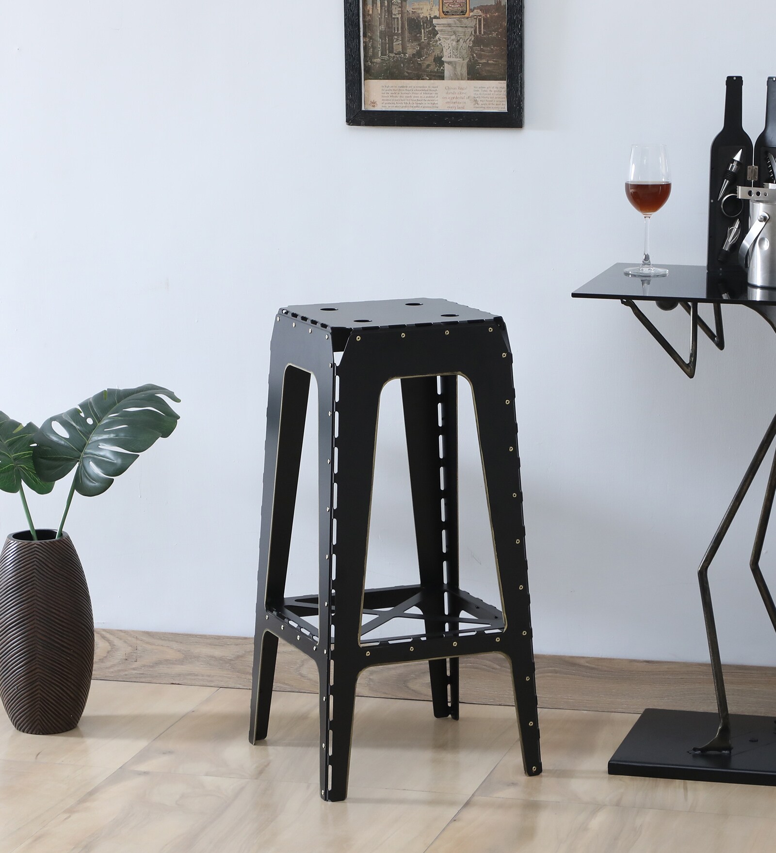 Buy Rafel Metal Bar Stool in Black Colour at 27% OFF by Casacraft from ...