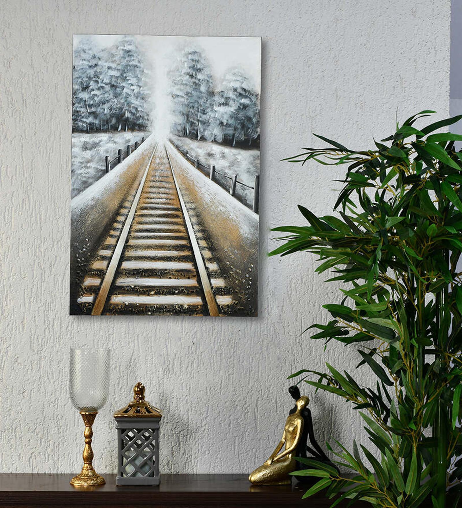 Buy Railway Track Multicolour Canvas Wall Painting at 22% OFF by @home ...
