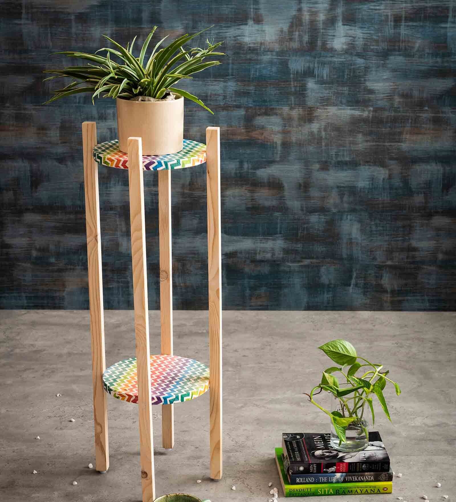 Buy Rainbow Print Round Double Decker Planter Stand by A Tiny Mistake ...