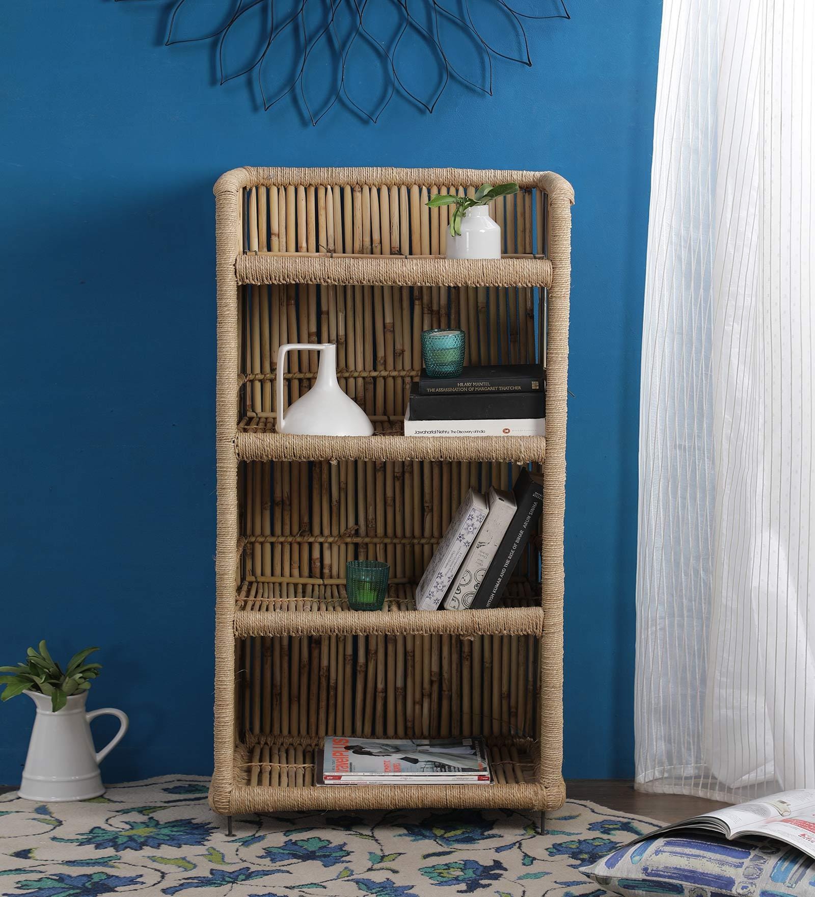 Buy Ethnic Cane Book Shelf In Beige Finish with 4 Tier at 43% OFF by ...