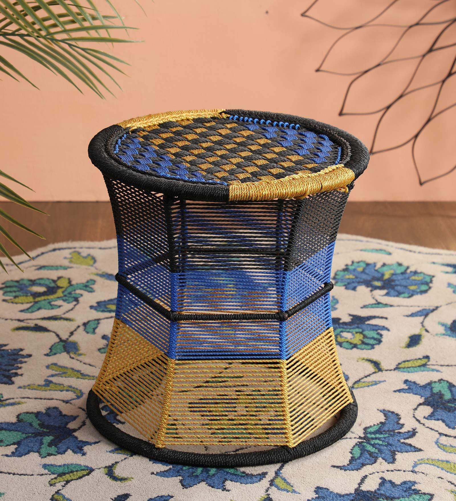 Buy Rajasthani Hand Crafted Ethnic Steel Muddha Multicolour Stool at 41 ...