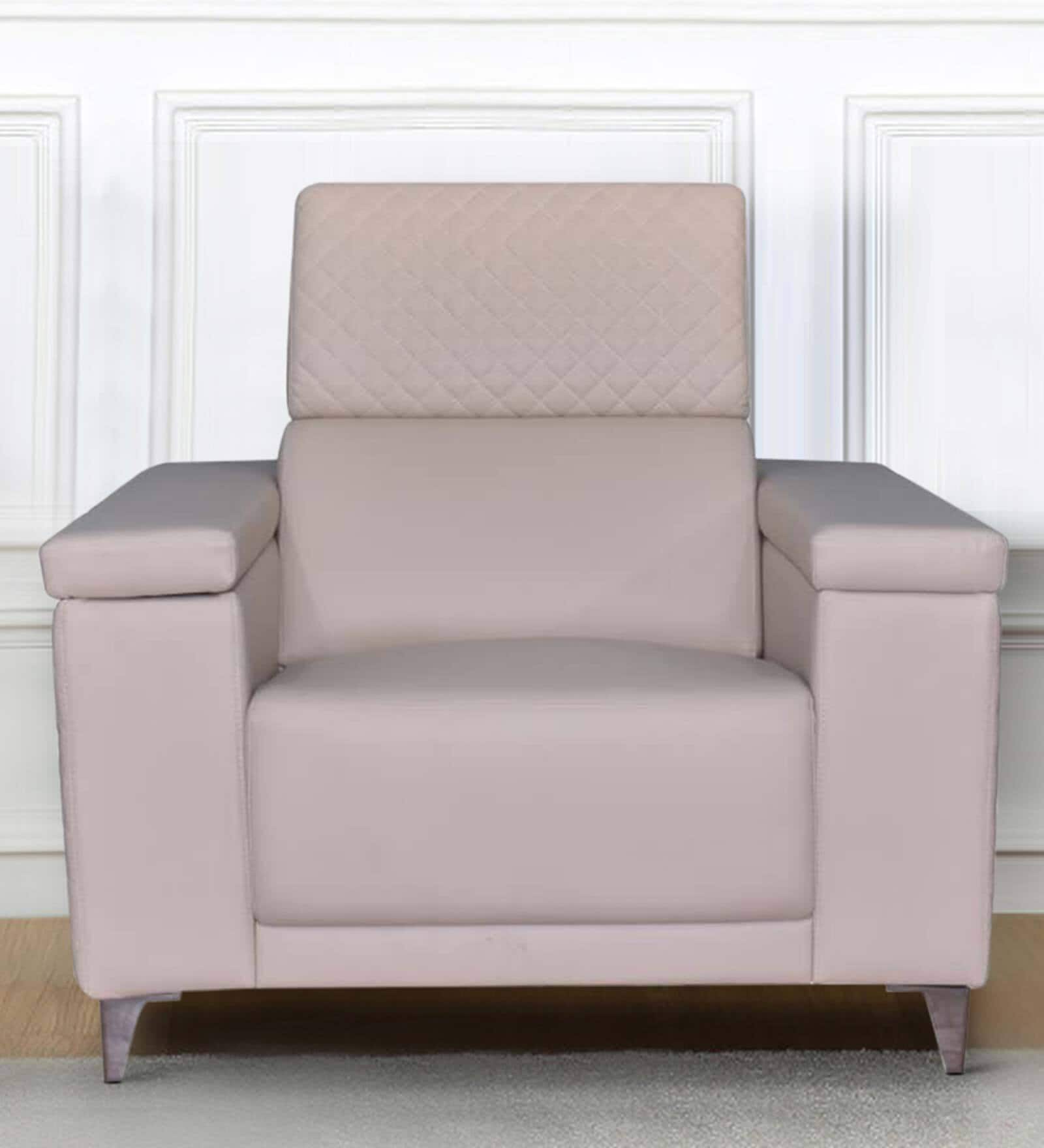 Buy Rapidlibo Leatherette 1 Seater Sofa in Beige Colour at 26% OFF by ...